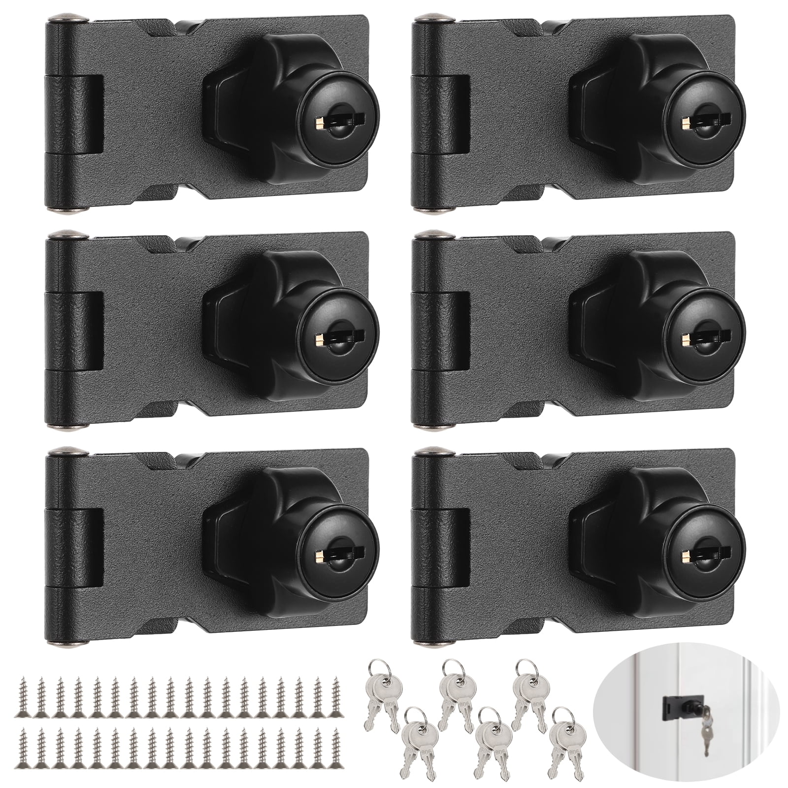 6 Pcs Hasp Locks with Keys, Twist Knob Keyed Locking Hasps, Stainless ...
