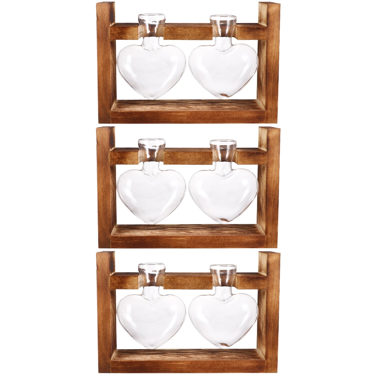 6 Pcs Heart Vases Hydroponics Planter Green Plant Container Flower ...