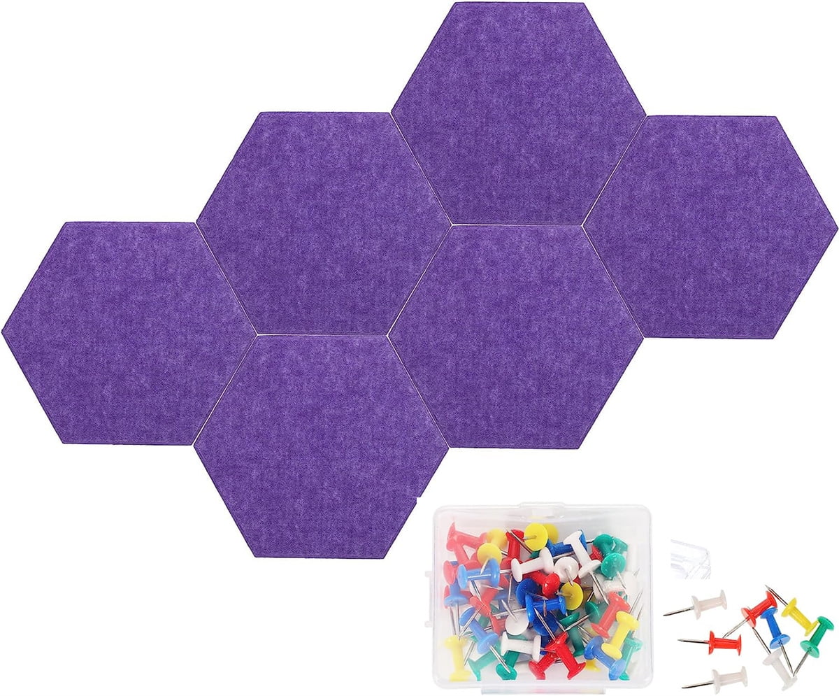 6 Pcs Hexagon Felt Memo Boards with 200 Push Pins, Felt Notice Pin ...
