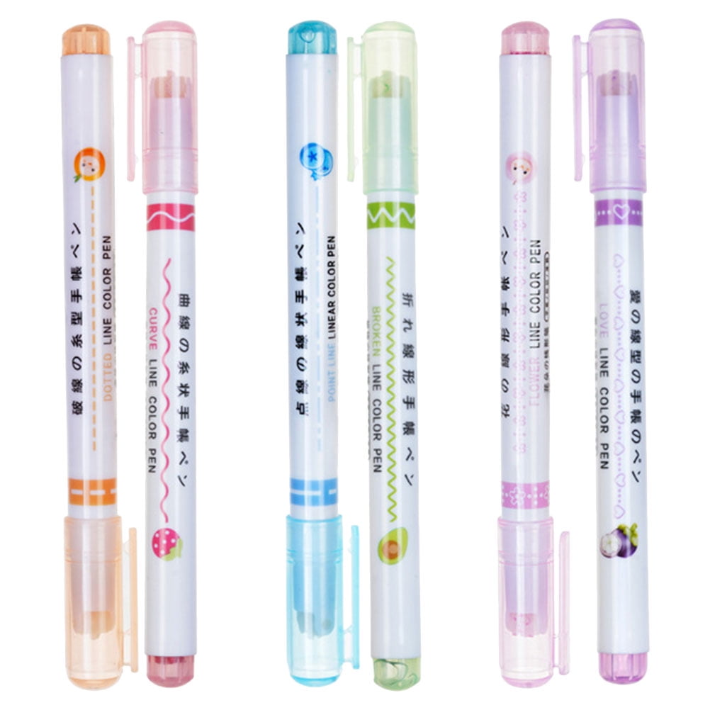 6 Pcs Highlighter Brush Pen Marker Linear Drawing Pens Curve Abs ...