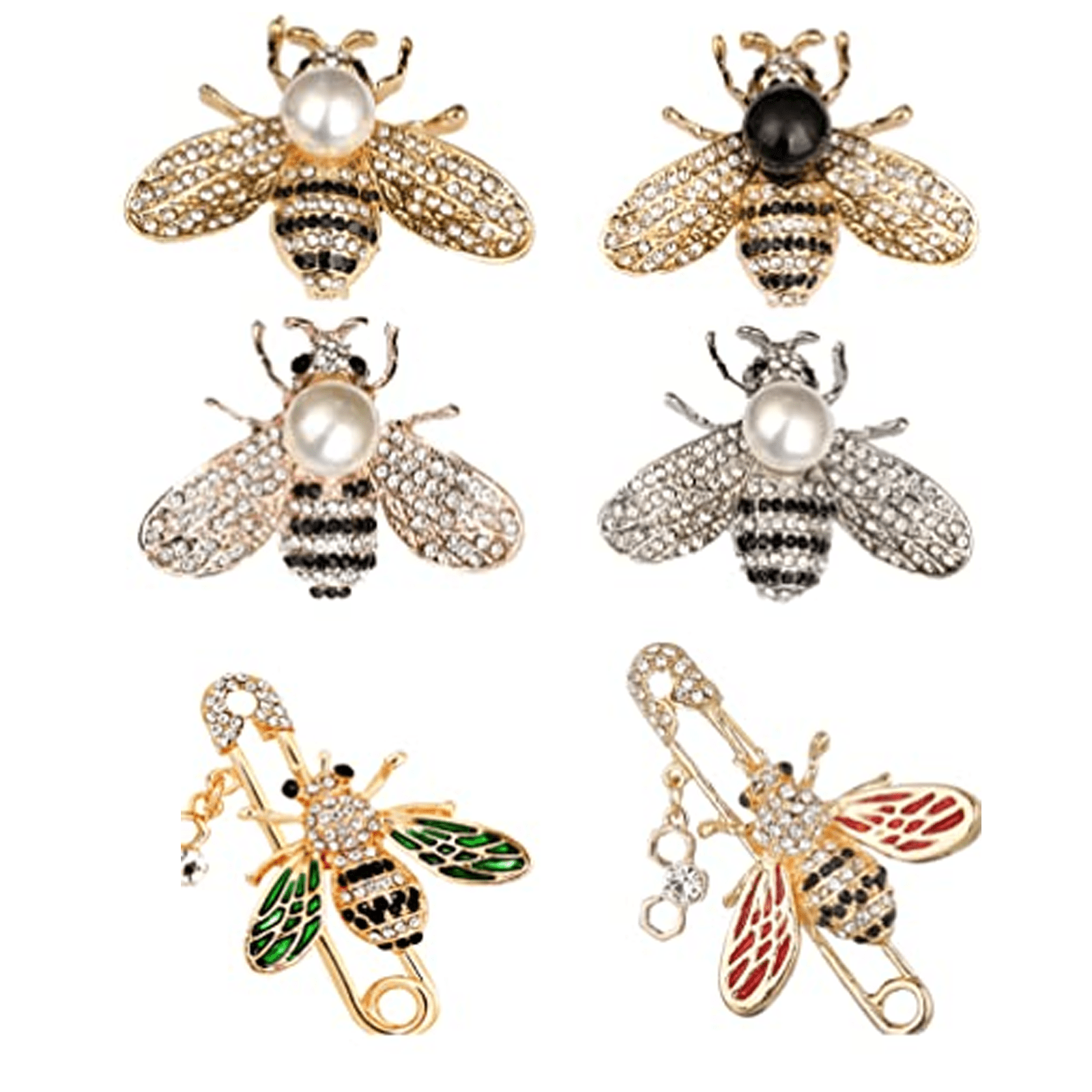 6 Pcs Honey Bee Brooch Pins Bulk - Brooches for Women - Crystal Insect ...