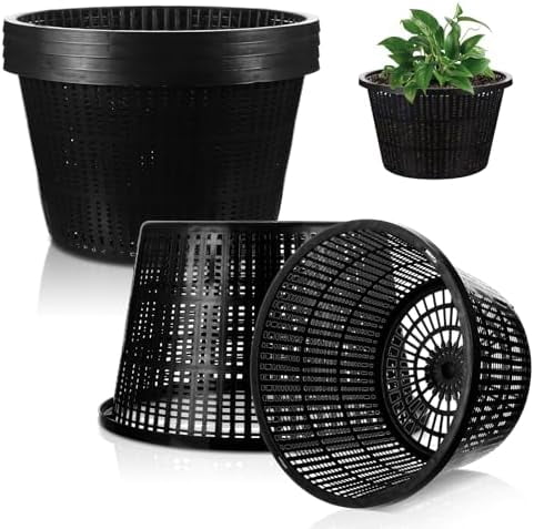 6 Pcs Hydroponic Baskets Aquatic Black Plastic Garden Mesh Net Pot ...