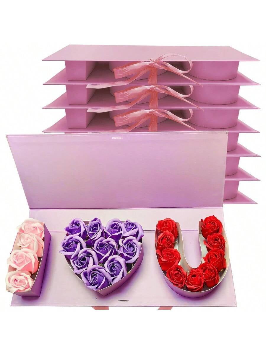 6 Pcs I Love You Flower Box Valentines I Love U Letter Heart Shaped ...