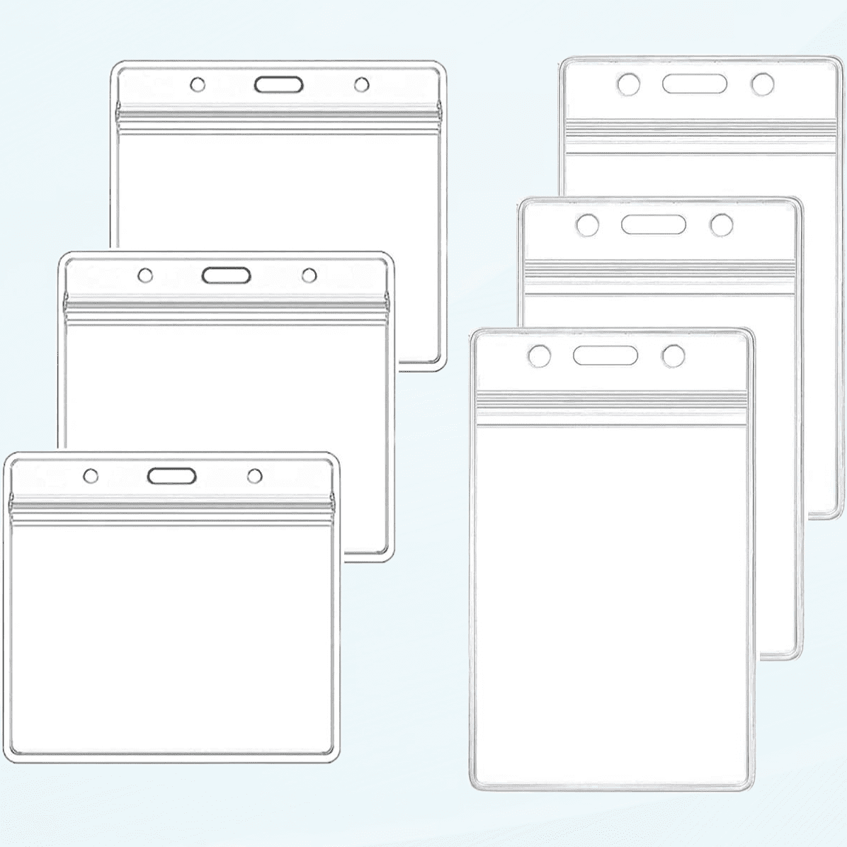 6 Pcs ID Card Holders, Vertical & Horizontal ID Badge Holder, Premium ...