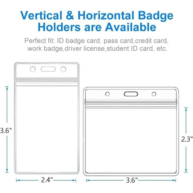 6 Pcs ID Card Holders, Vertical & Horizontal ID Badge Holder, Premium ...