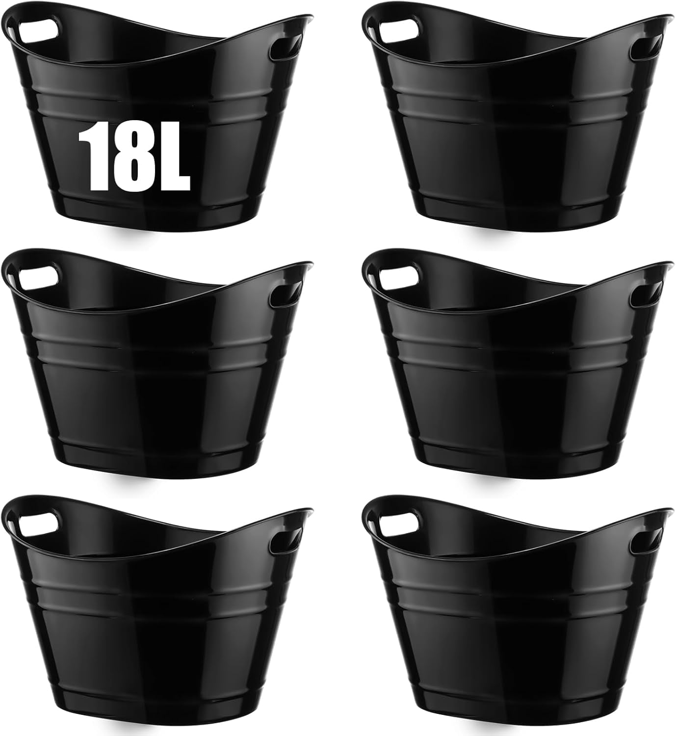 6 Pcs Ice Buckets Bulk, Plastic Ice Buckets with Handles, Oval Storage ...