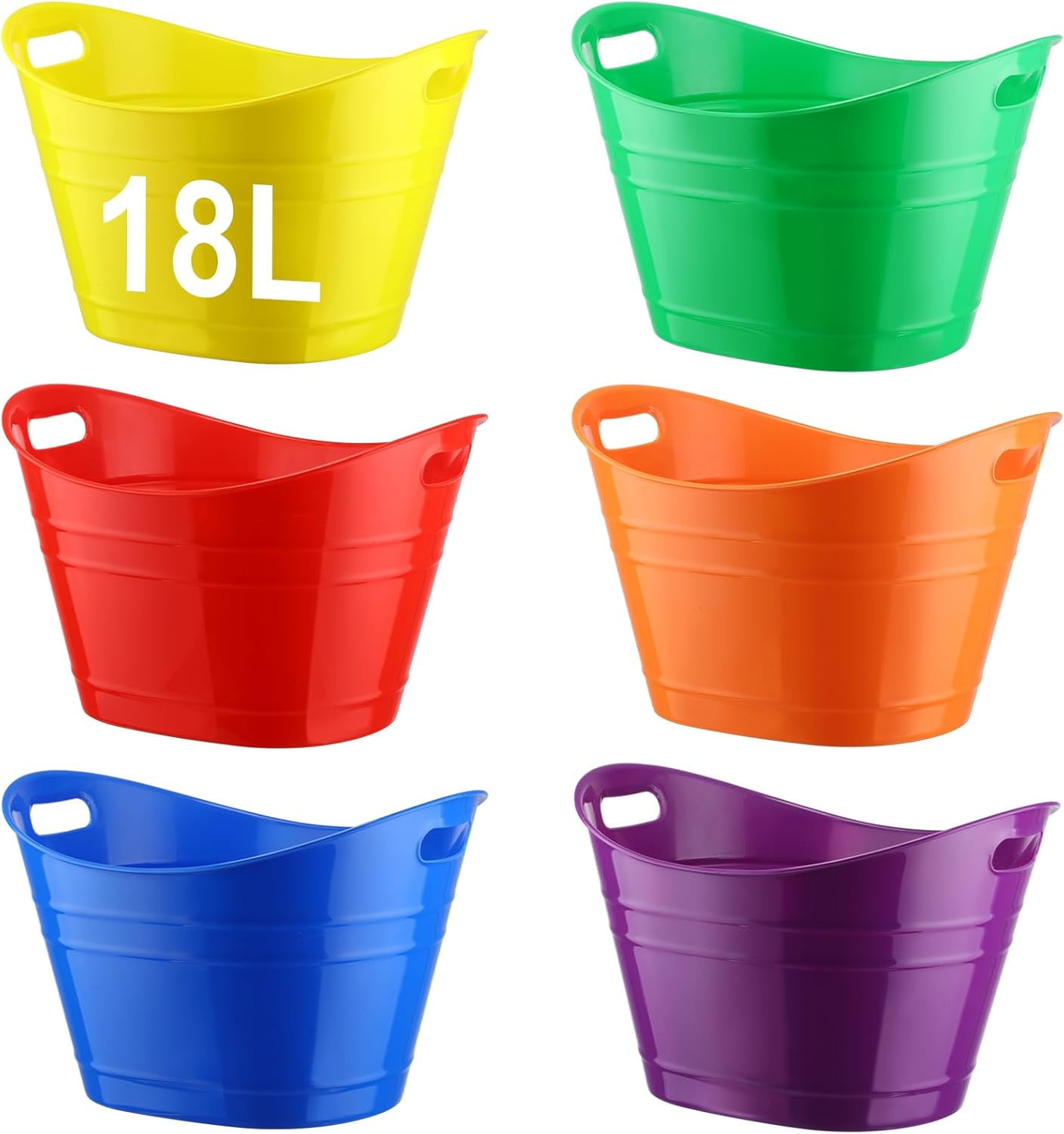 6 Pcs Ice Buckets Bulk, Plastic Ice Buckets with Handles, Oval Storage ...