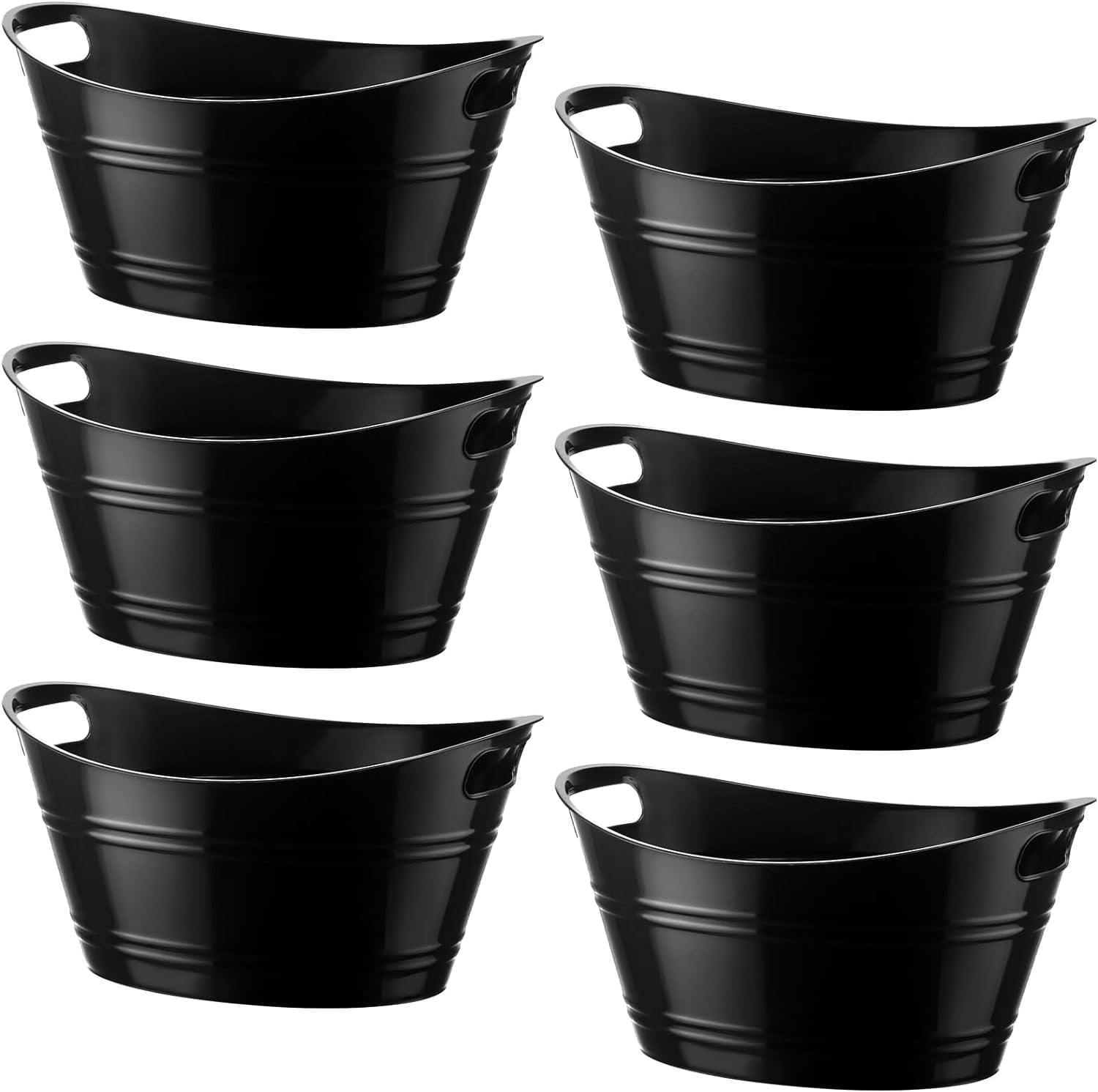 6 Pcs Ice Buckets Bulk, Plastic Ice Buckets with Handles, Oval Storage Tub, Large Capacity Ice ...
