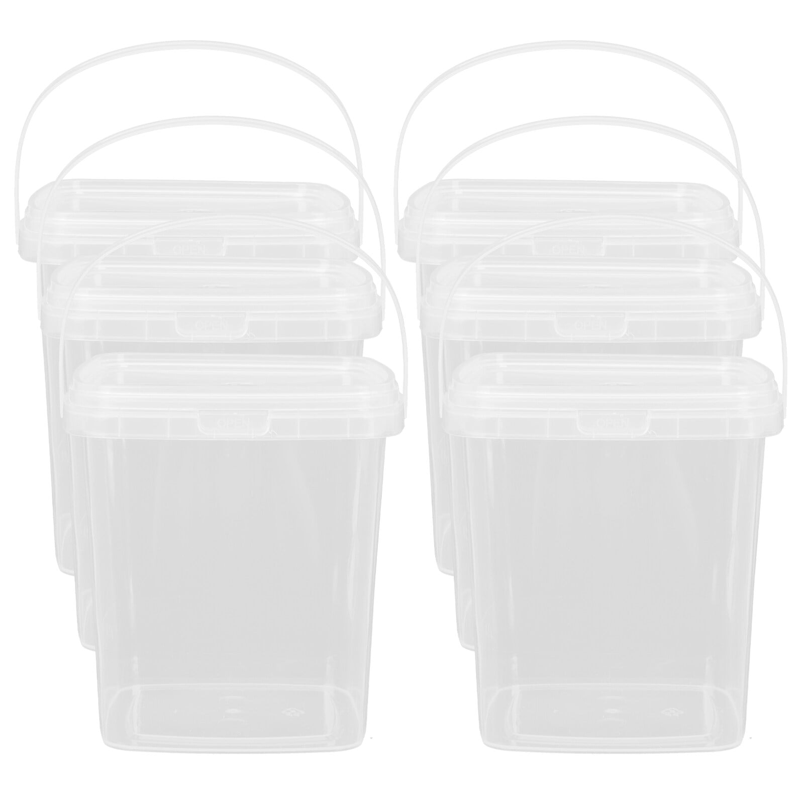 6 Pcs Ice Cream Bucket Freezer Holder Storage Bins Plastic Barrel with ...