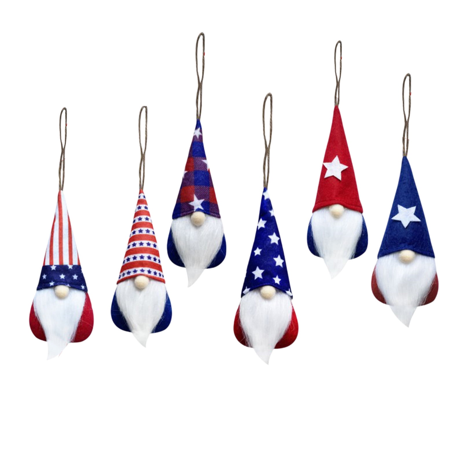 6 Pcs Independence Day Gnome Ornaments Patriotic Hanging Decor For Tree ...
