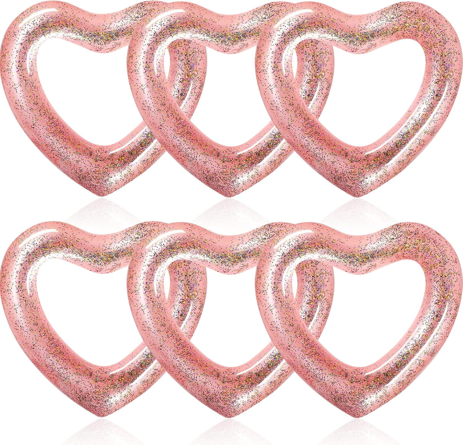 6 Pcs Inflatable Heart Pool Floats, 47.3 x 39.4 Inch Bachelorette Heart ...