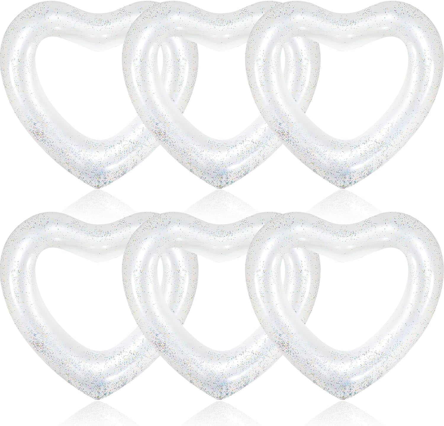 6 Pcs Inflatable Heart Pool Floats, 47.3 x 39.4 Inch Bachelorette Heart ...