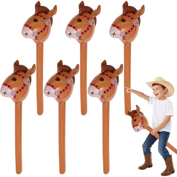 6 Pcs Inflatable Horse Head Balloons, 37 Inch Brown Inflatable Horse ...