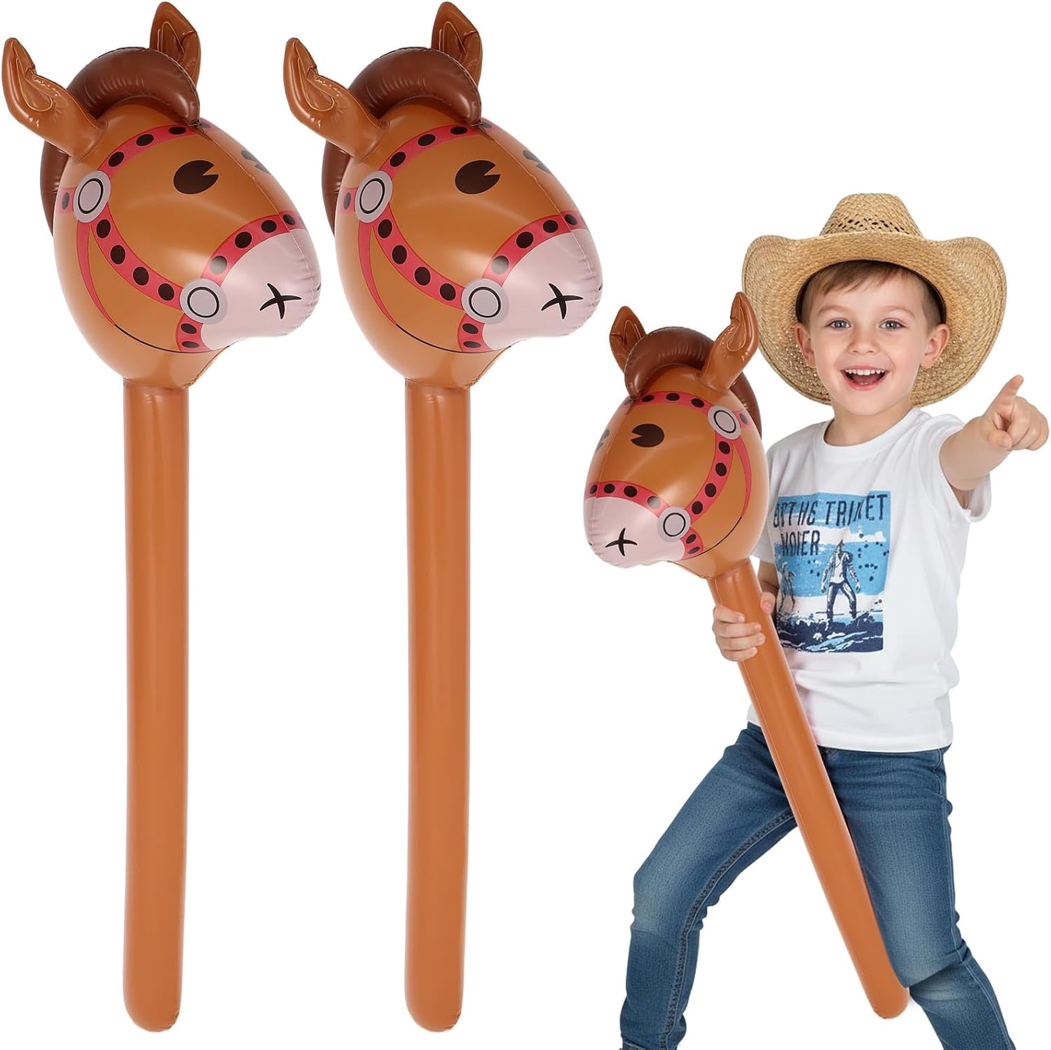 6 Pcs Inflatable Horse Head Balloons, 37 Inch Brown Inflatable Horse ...