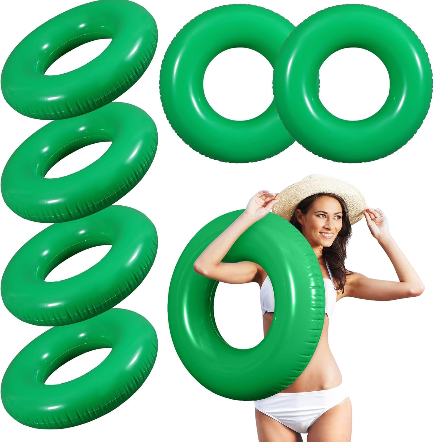 6 Pcs Inflatable Pool Floats 28 Inches Swim Tube Bulk for Adults Swimming Ring Pool Floaties for ...
