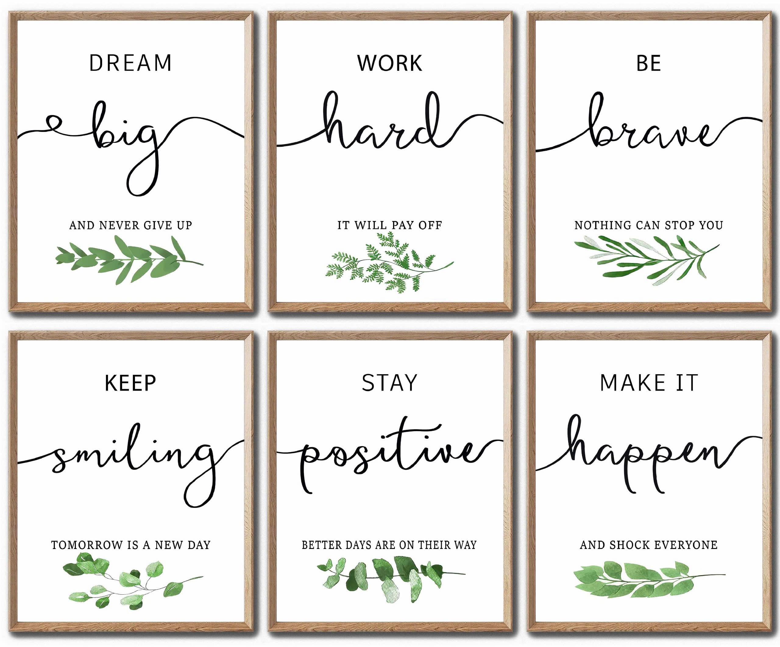6 Pcs Inspirational Wall Art Office Decor, Positive Affirmations Wall ...