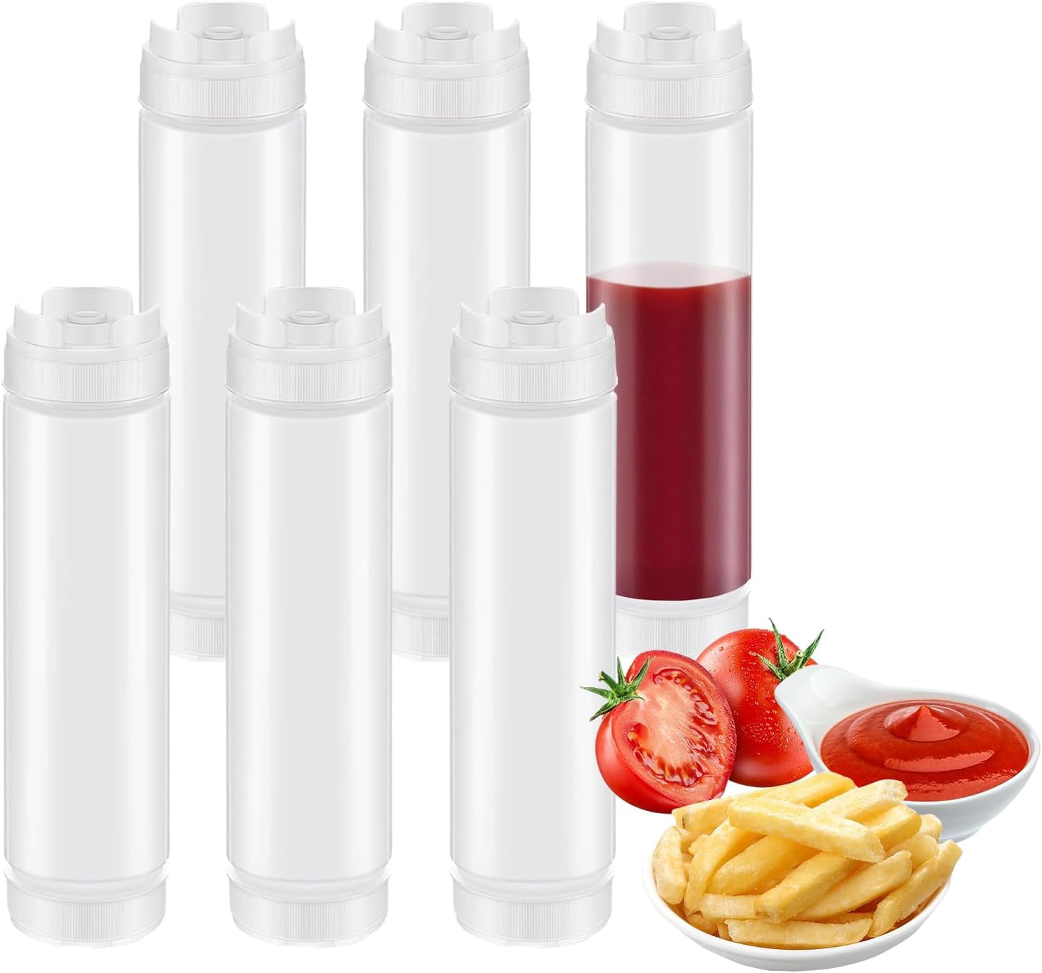 6 Pcs Inverted Plastic Squeeze Bottle 16 oz Condiment Squeeze Bottle ...