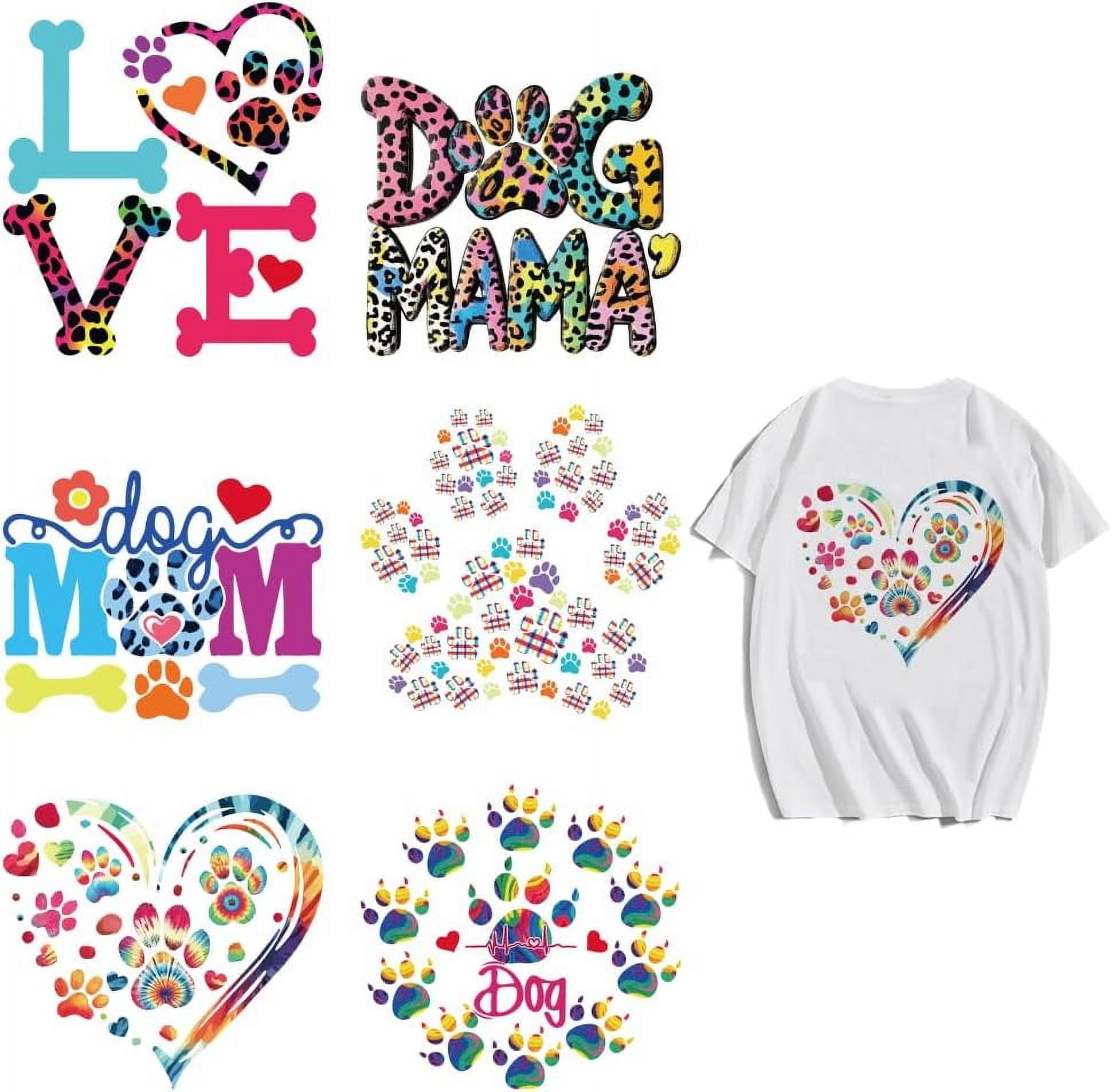 6 Pcs Iron on Decals Patches 6 Sizes Pet Paw Prints Iron on Stickers ...