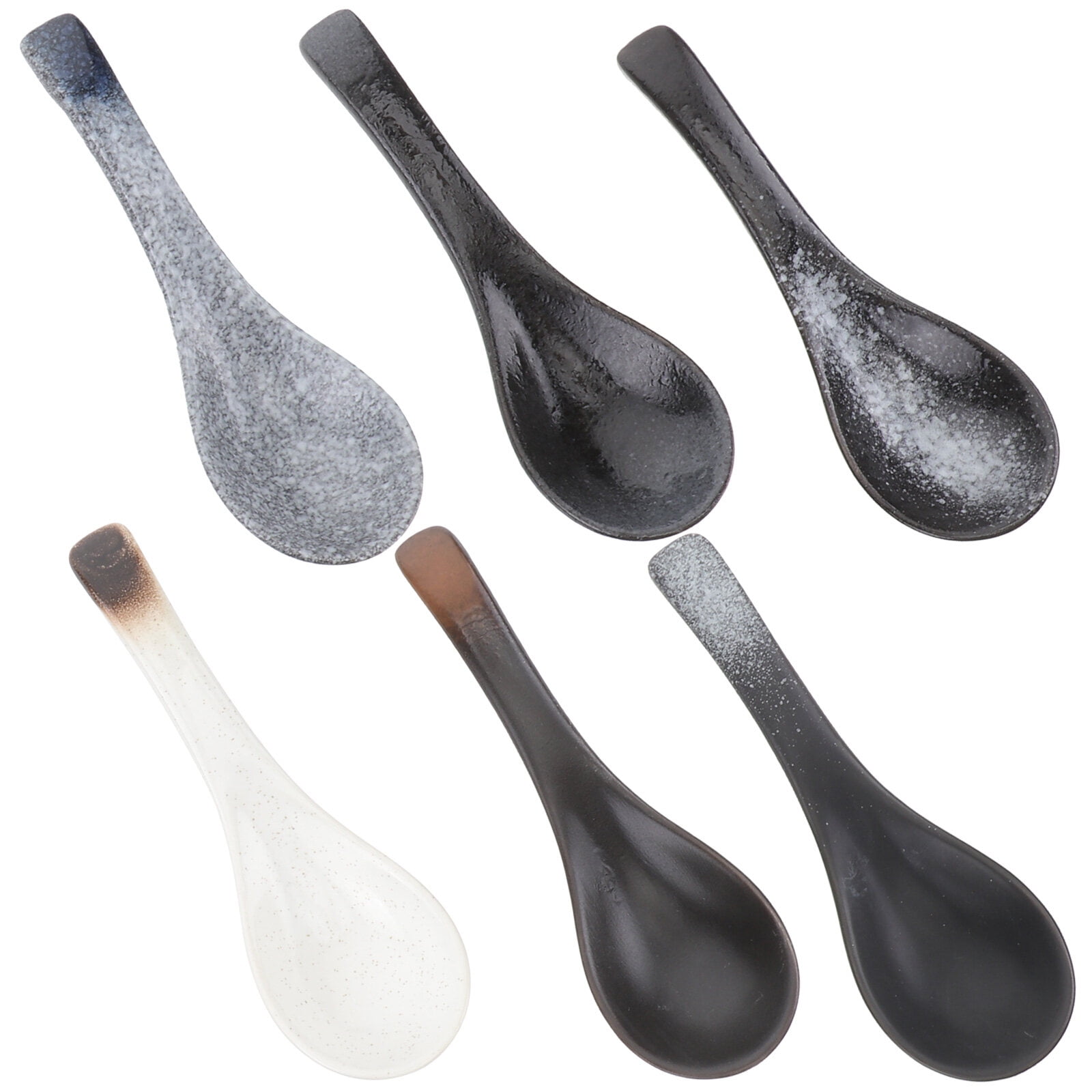 Masteelf Assorted Color Ceramic Soup Spoons Set 6pcs Classic Japanese ...