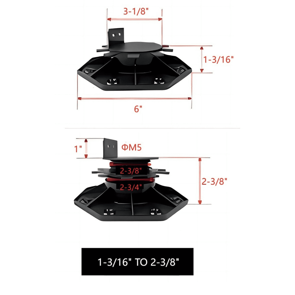 6 Pcs Joist Support Pedestals, Adjustable Decking & Flooring Support ...