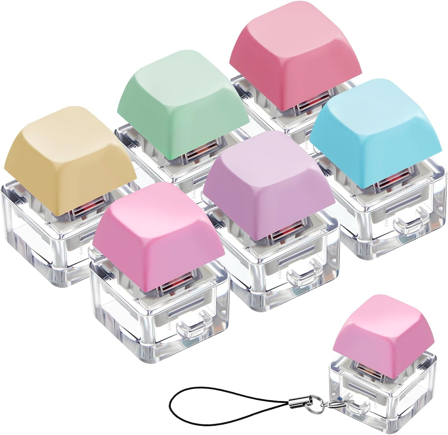 6 Pcs Keyboard Fidget Keychain Keyboard Decompression Toys Keyboard ...