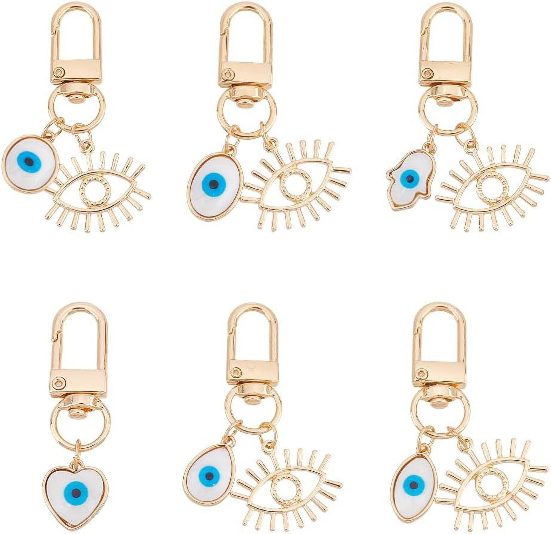 6 Pcs Keychain 6 Shapes Resin Clasp Protection Charm Good Luck Keychain ...