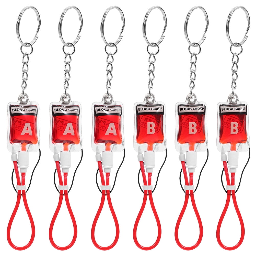 6 Pcs Keychain Blood Type Key Pendant 20.00X5.00X3.00CM Red - Walmart.com