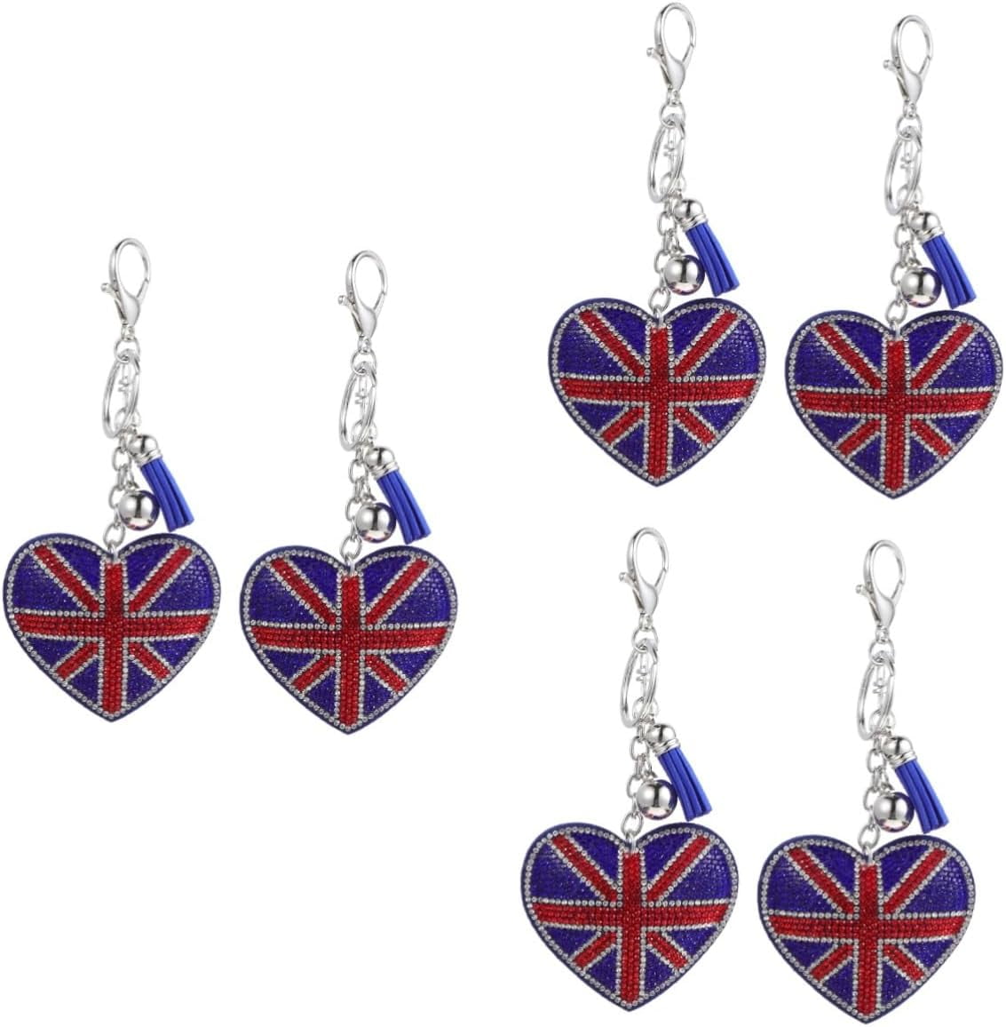 6 Pcs Keychain Decoration Heart 2024 Platinum Keychain Union Jack Keyring Car key London Alloy ...