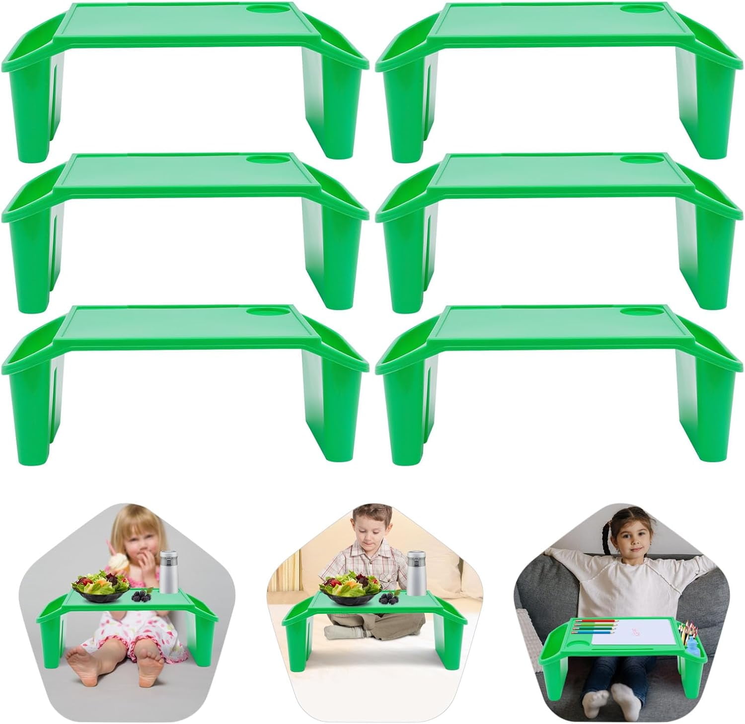 6 Pcs Kids Lap Desk Tray with Storage Plastic Breakfast Laptop Trays ...