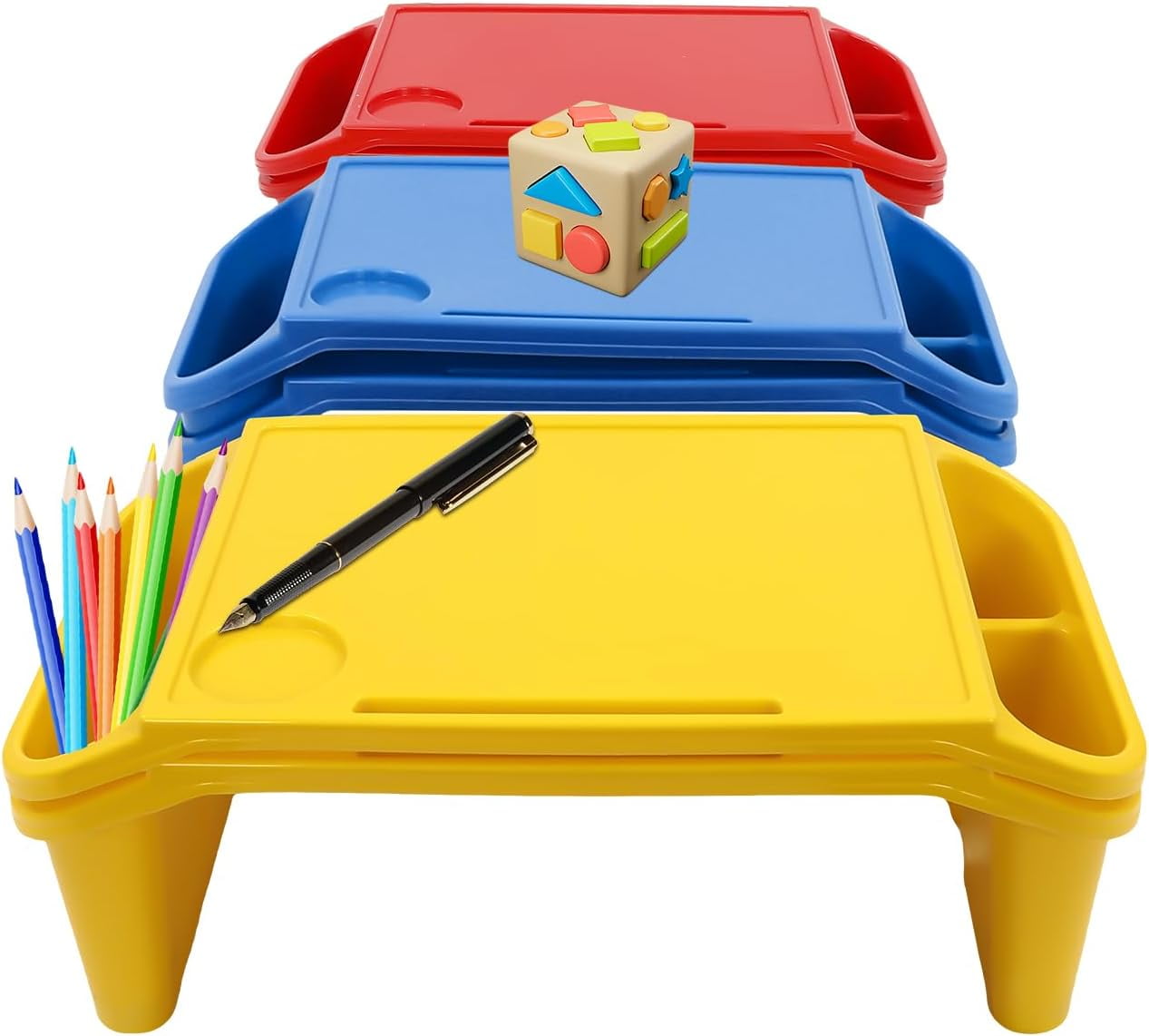 6 Pcs Kids Lap Desk, Tray with Storage Plastic Breakfast Laptop Trays ...