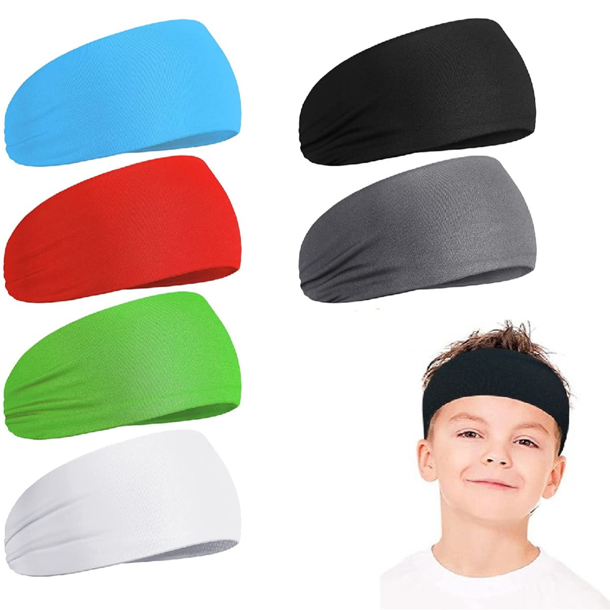 6 Pcs Kids Sports Wicking Headbands Athletic Sweatbands Headband ...