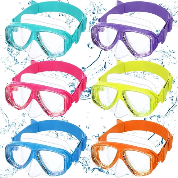 6 Pcs Kids Swimming Goggles with Nose Cover Elastic Strap Scuba Diving ...