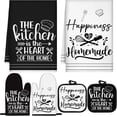 6 Pcs Kitchen Decor Accessories Set Farmhouse Towels Pot Holders Oven ...