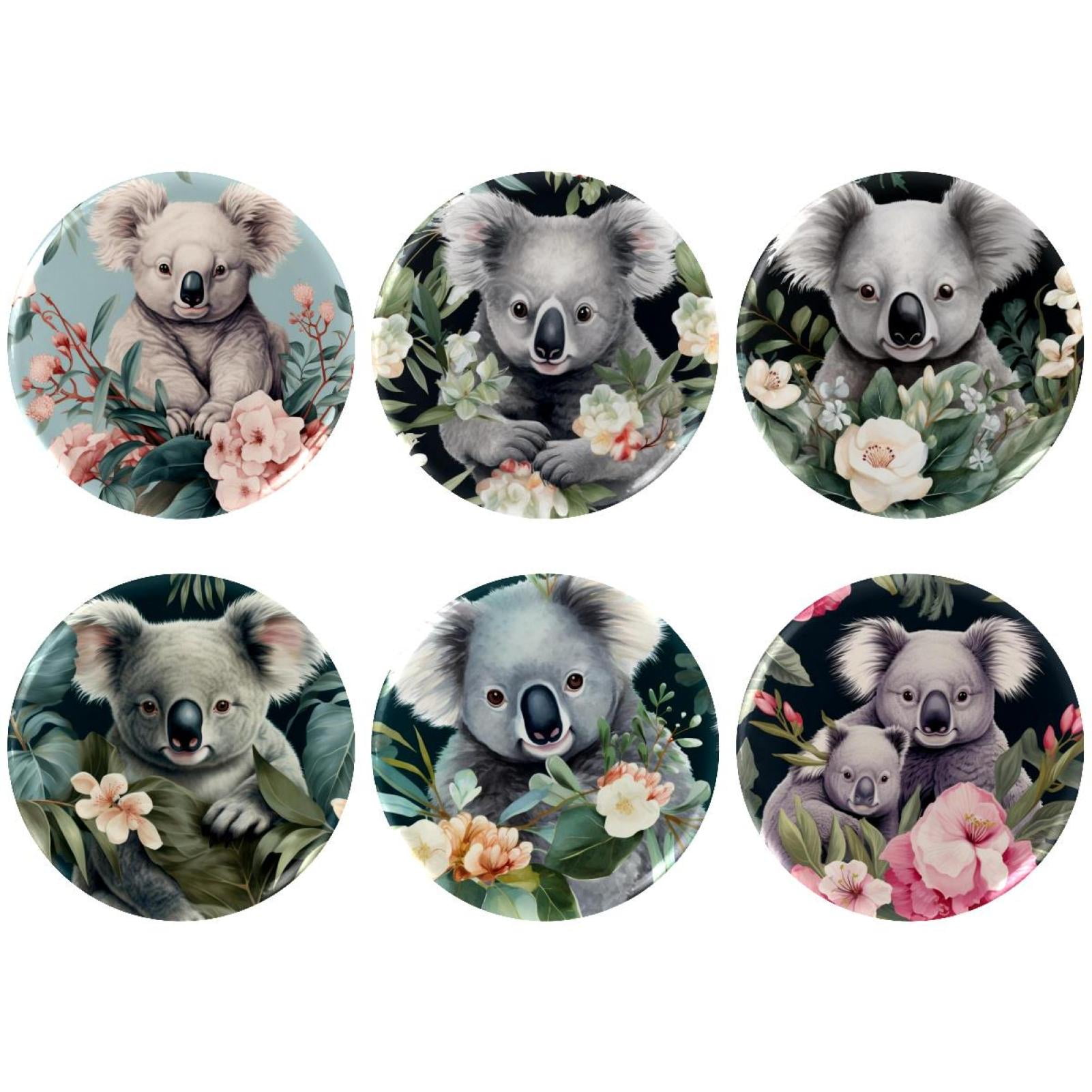 6 Pcs Koala Lapel Pins Round Badge - Walmart.com
