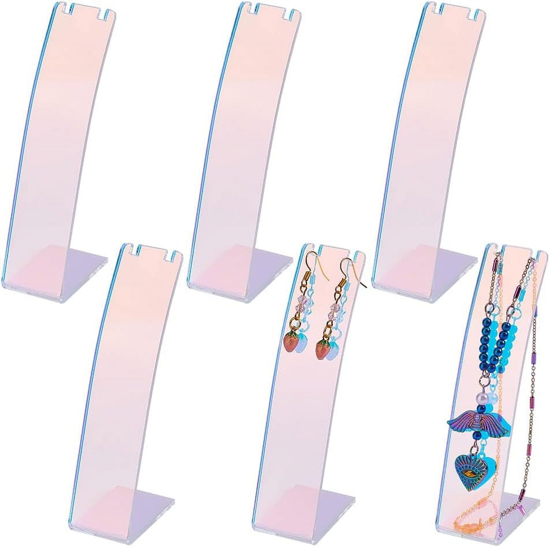 6 Pcs L-Shape Acrylic Earing Displays Stand Mini Necklace Slant Back ...