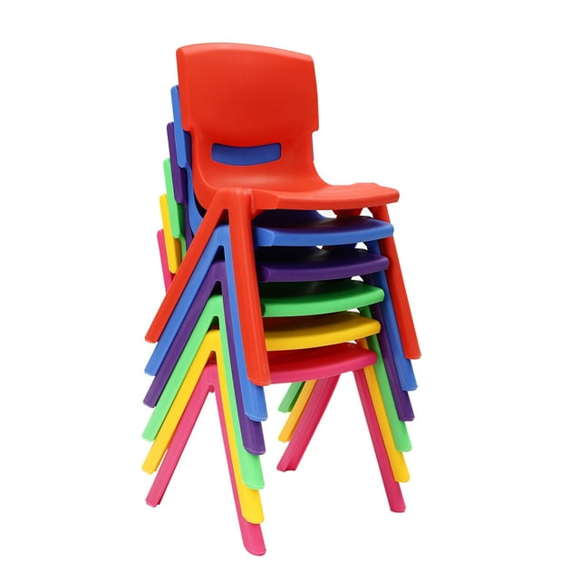 6 Pcs L-Shaped Multicolor Stackable School Chairs Plastic Chairs ...