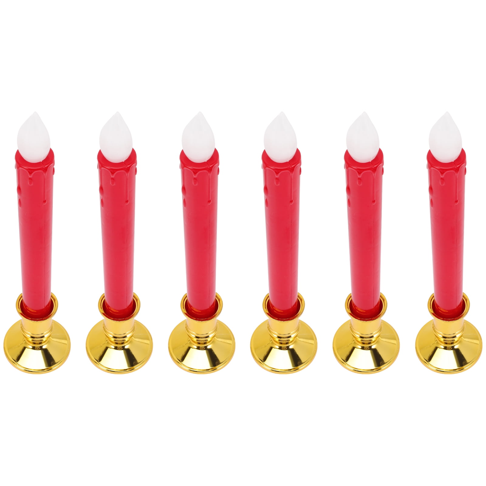 6 Pcs LED Candle Light Taper Candles Extra Large Lantern Tealight Red ...