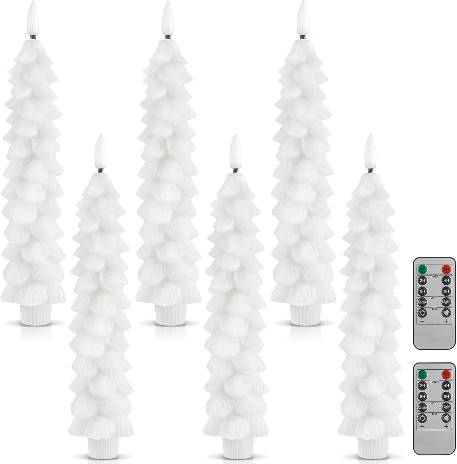 6 Pcs LED Christmas Tree Flameless Taper Candles, 9.7 Inch Real Wax ...
