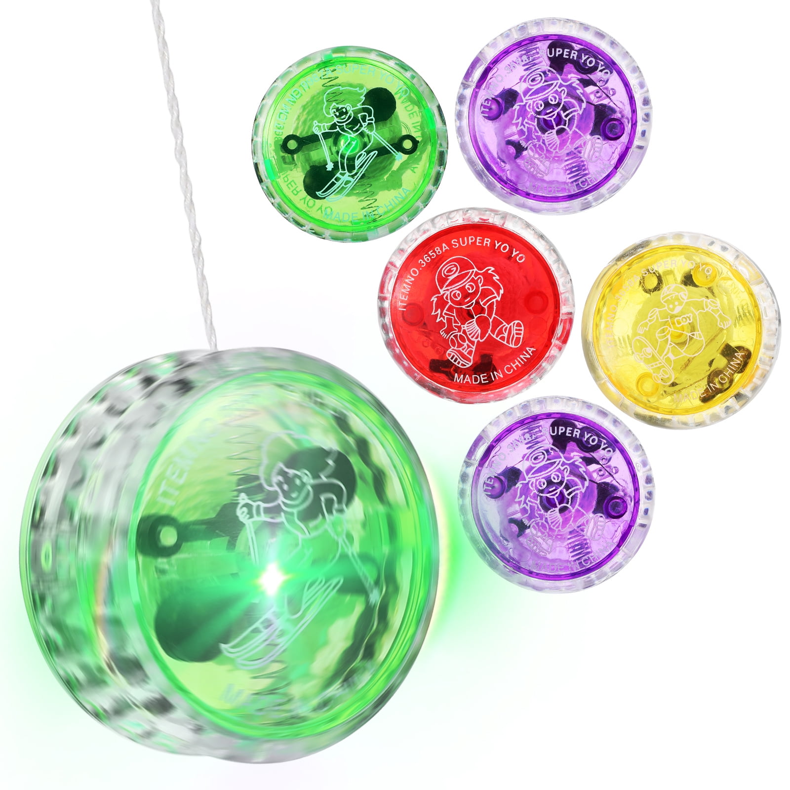 6 Pcs LED Light Up Yo Yo Ball Bulk, Flashing Plastic Entertaining ...