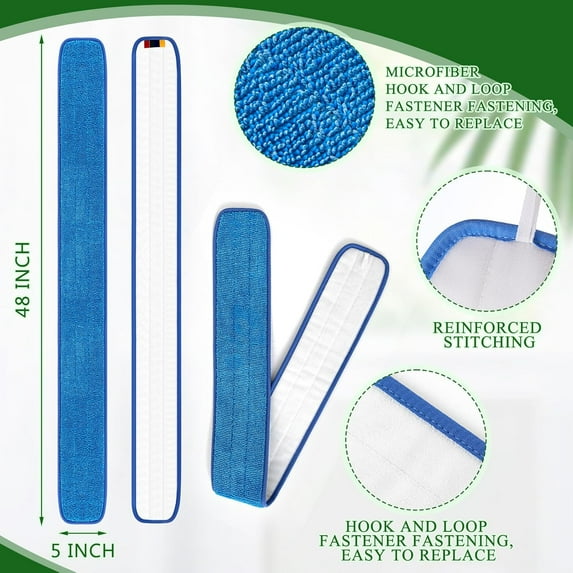 6 Pcs Large 48 Inch Commercial Replacement Microfiber Pads Reusable ...