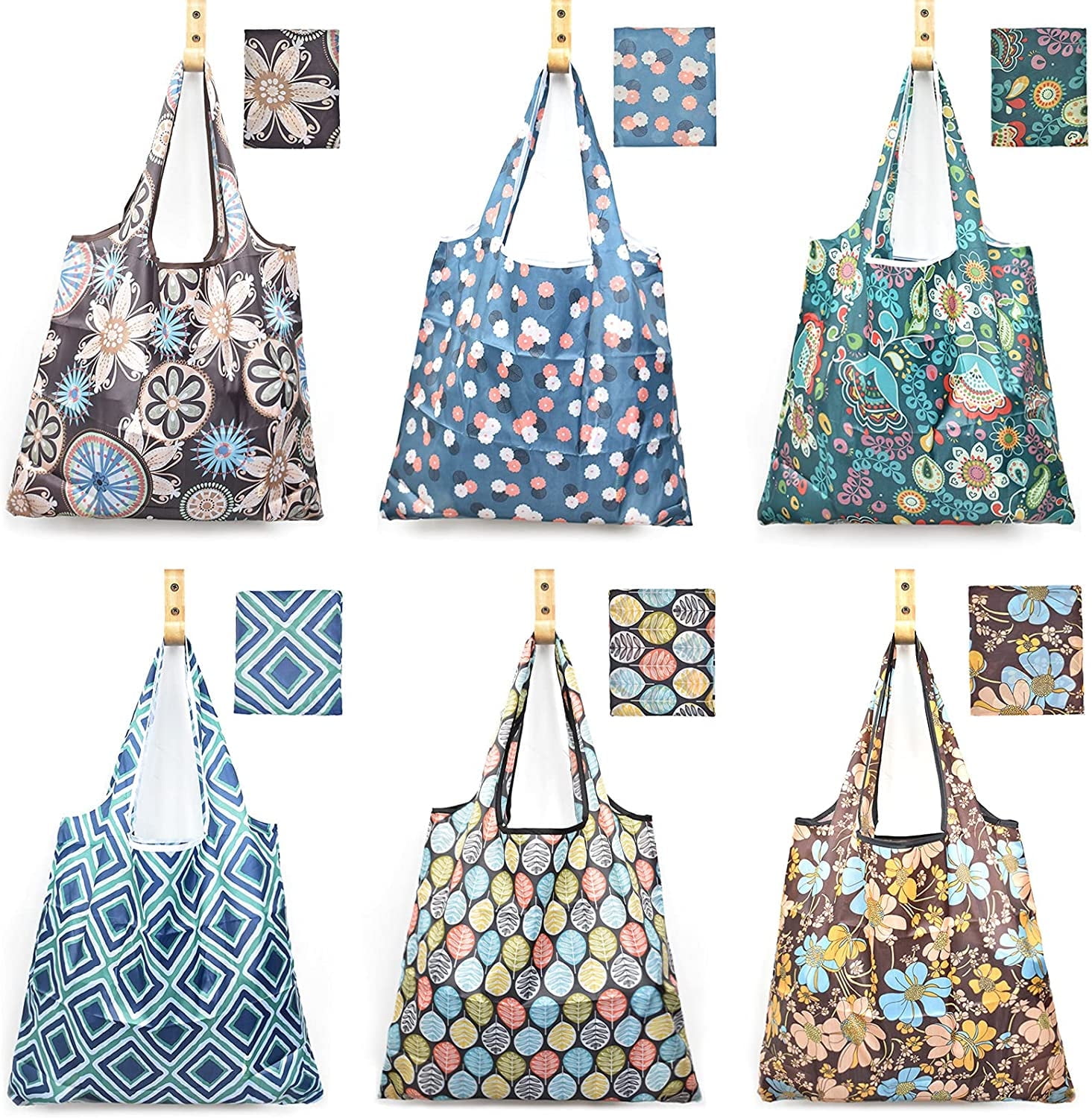 6 Pcs Large Capacity Reusable Grocery Bags Xlarge 50LBS Foldable ...