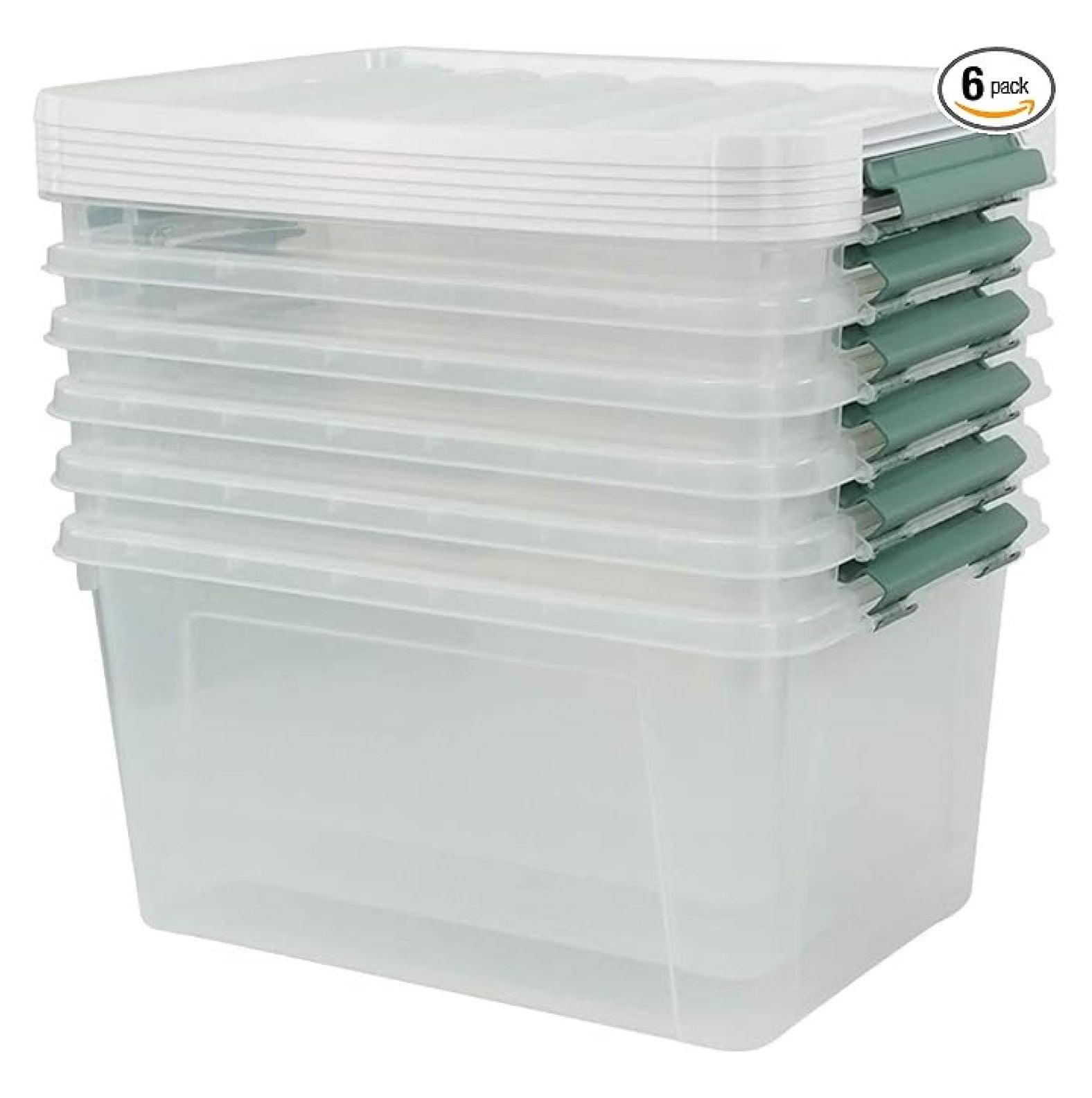 6 Pcs Large Clear Storage Box, 35 Qt Plastic Bins with Lids for ...
