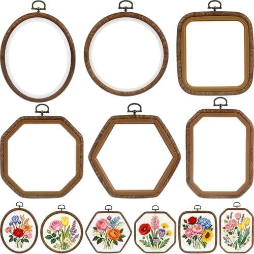6 Pcs Large Embroidery Hoop Frame Decorative Imitated Wood Display ...