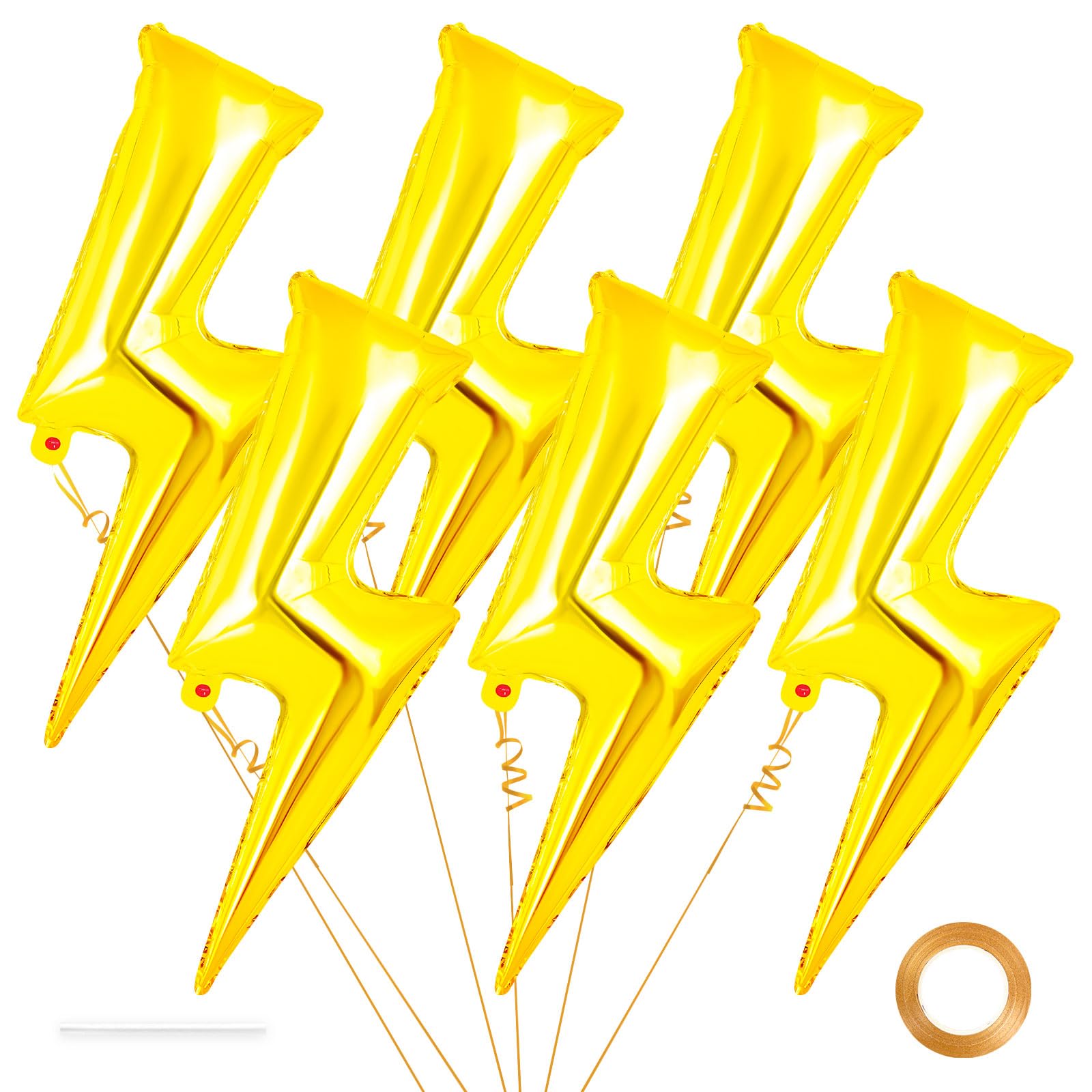 6 Pcs Large Lightning Balloons,36 Inch Lightning Bolt Foil Balloons ...