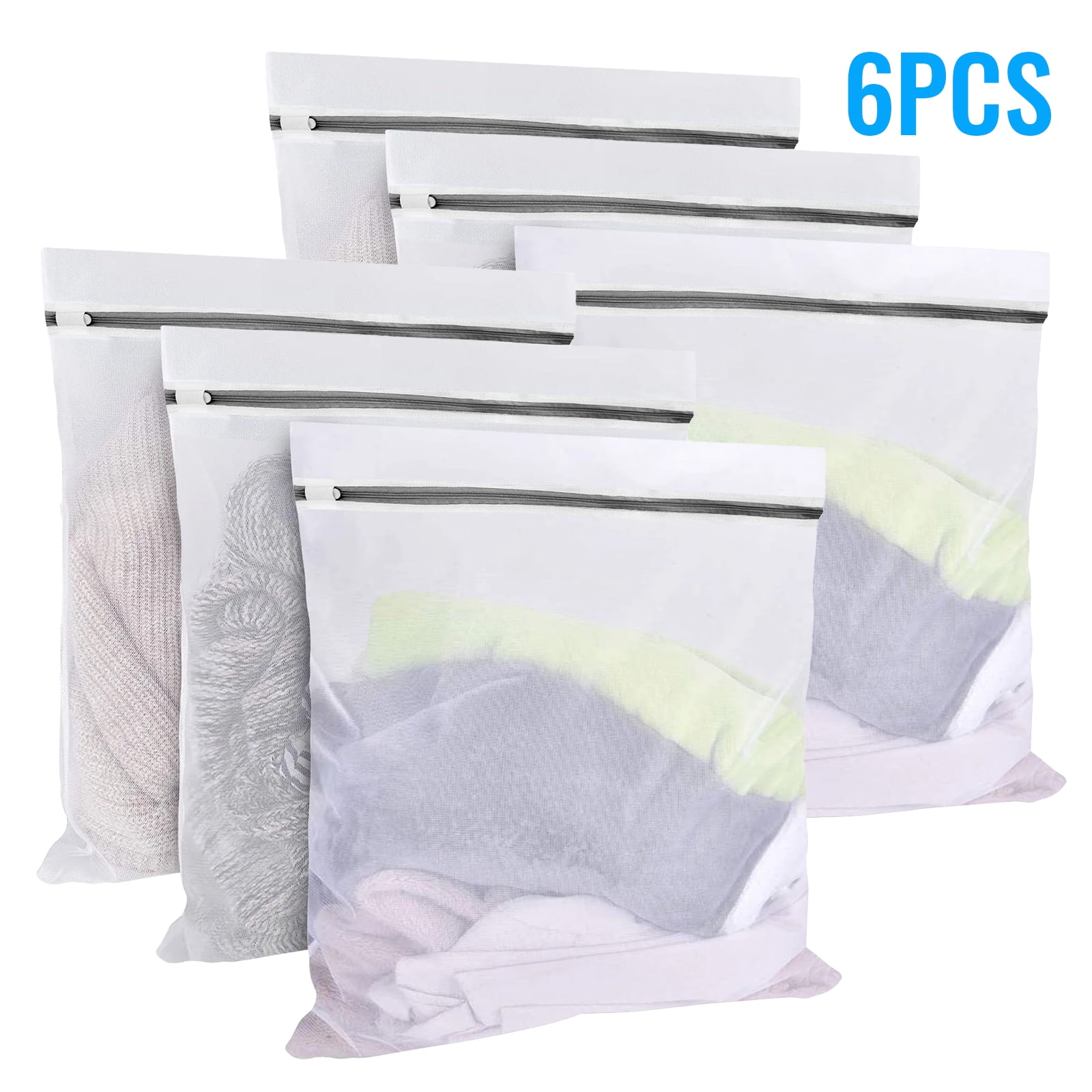 6 Pcs Large Mesh Laundry Bags, Fine Mesh Wash Bags Protect Clothes with ...