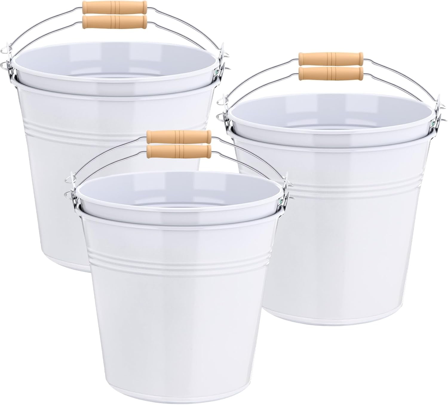 6 Pcs Large Metal Bucket Beer Bucket Galvanized Steel Pail with Handle ...
