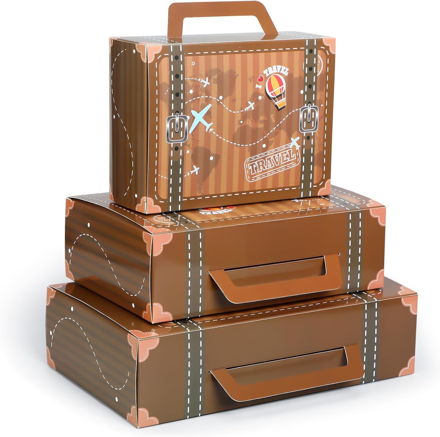 6 Pcs Large Vintage Travel Suitcase Box Travel Party Decorations ...