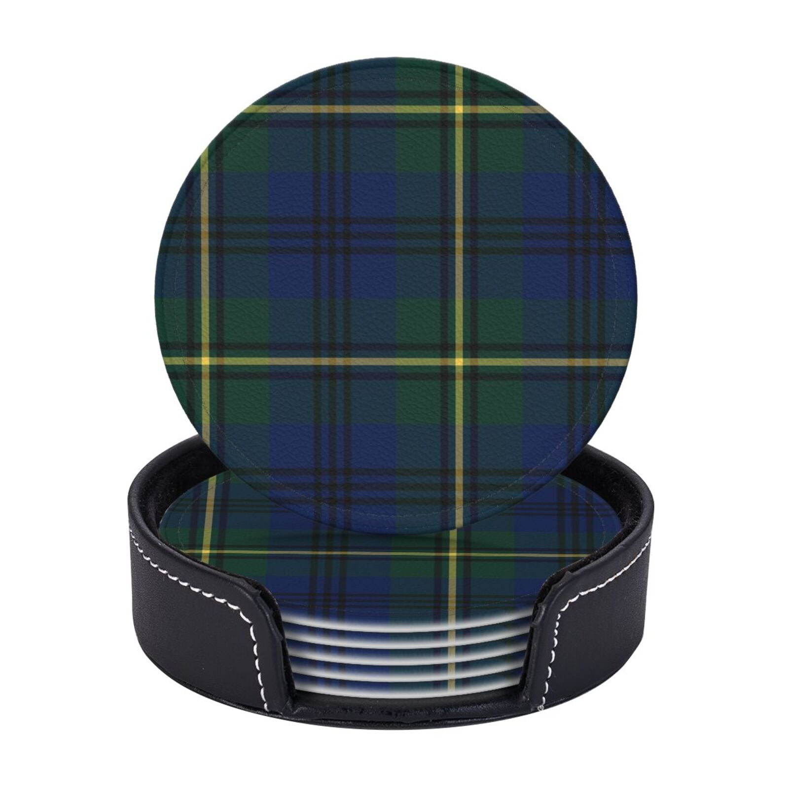 6 Pcs Leather Coasters,Clan Johnstone Tartan Coasters For Drinks,Cup ...