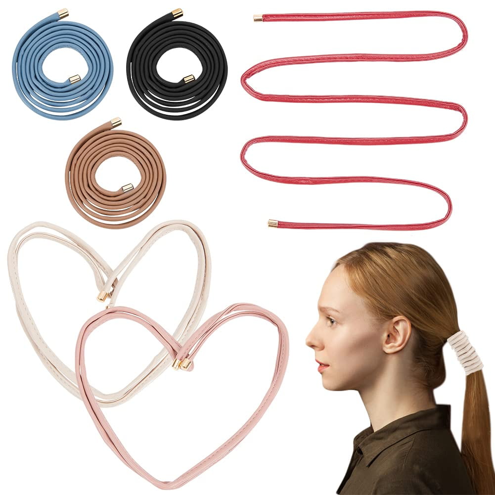 6 Pcs Leather Hair Wrap Ponytail Wrap Holders Leather Hair Ties ...