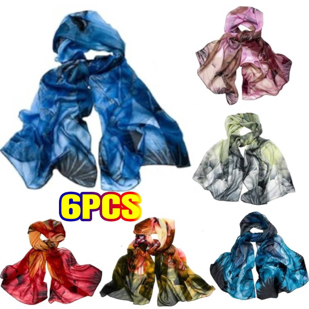 6 Pcs Lightweight Scarves for Women, Women's Fashion Scarves Floral ...